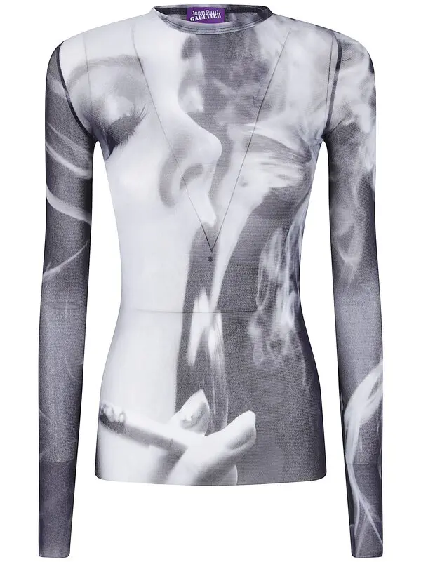 JEAN PAUL GAULTIER Top Printed "smoking - Black