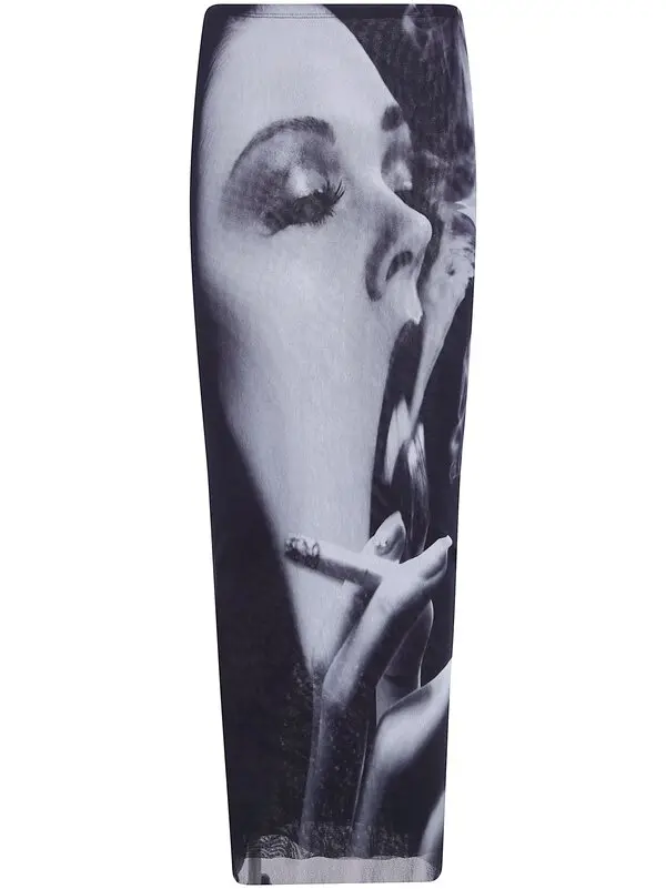 JEAN PAUL GAULTIER Mesh Long Skirt "smoking - Black