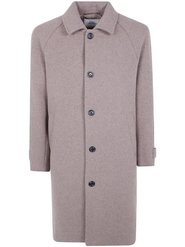 LES DEUX Coat Solid Wool Coat - Brown