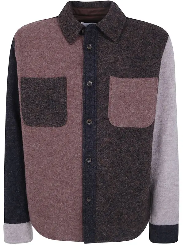 LES DEUX Overshirt Colourblock Wool Colourblock Overshirt - Brown