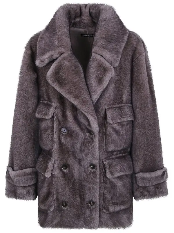 DRHOPE Faux Fur Coat Eko Mi4 Mocha Mousse