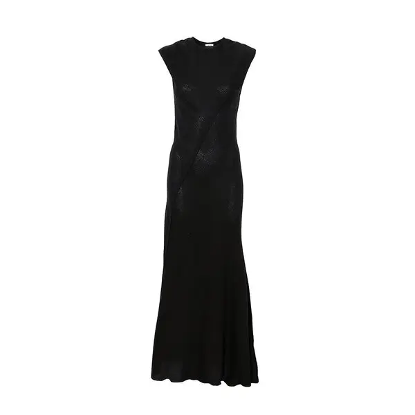 Attico Scooped Back Wool Long Dress - Black