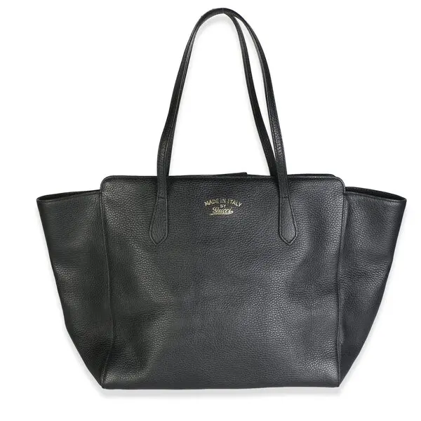 Gucci Pebbled Calfskin Swing Tote - Black