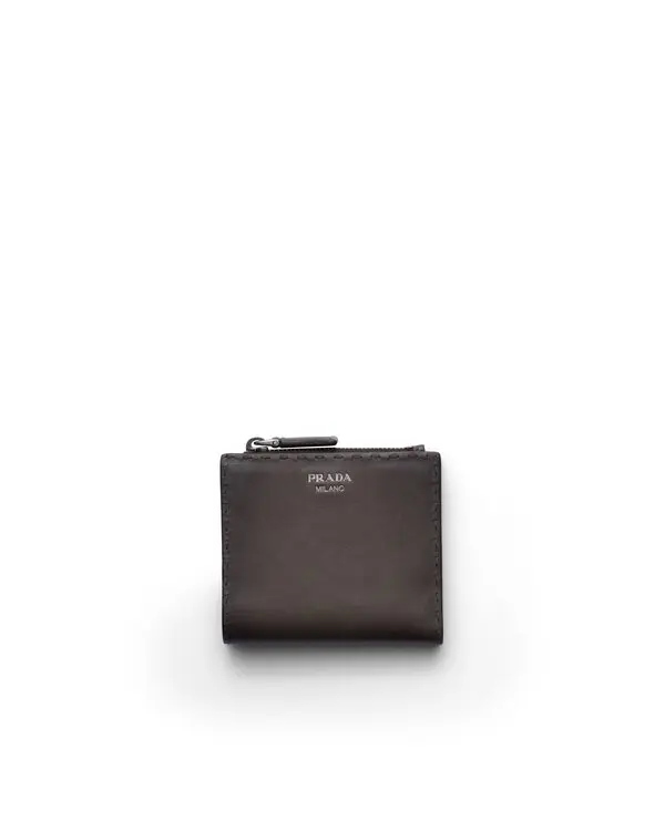 Prada Small Leather Wallet - Grey