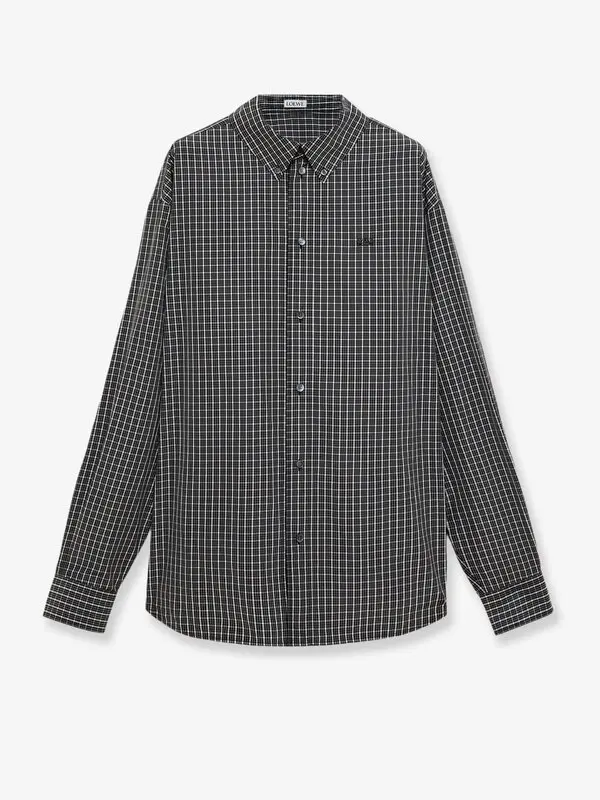 Loewe Technical Cotton Shirt With Allover Check Pattern
