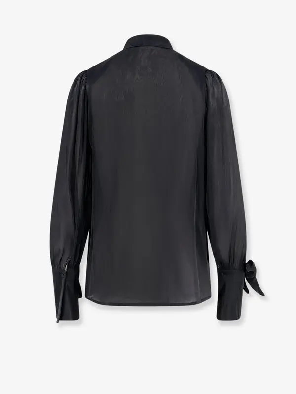 ACTUALEE Satin Shirt With Padded Shoulders
