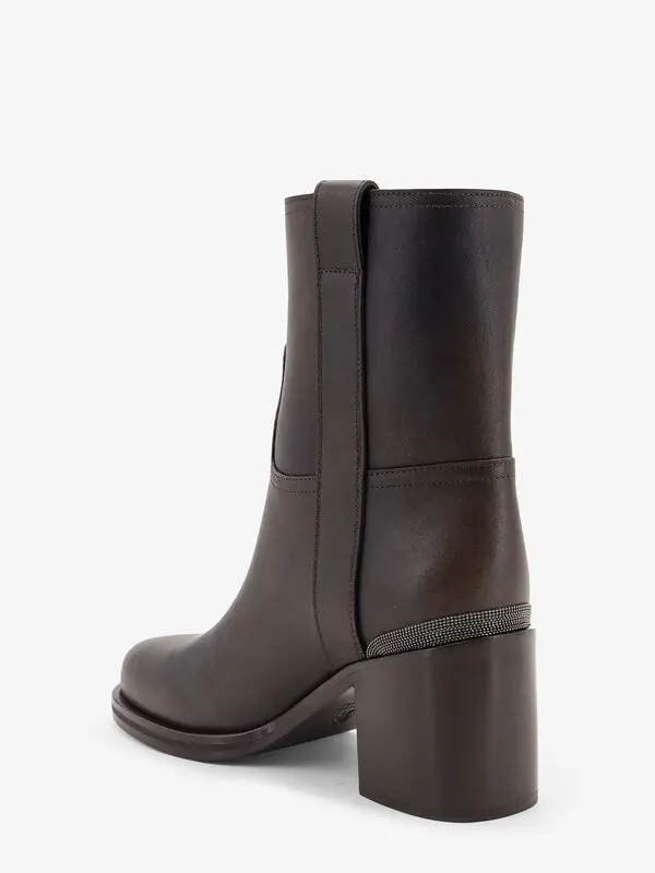Brunello Cucinelli Vintage Leather Boots With Precious Detail