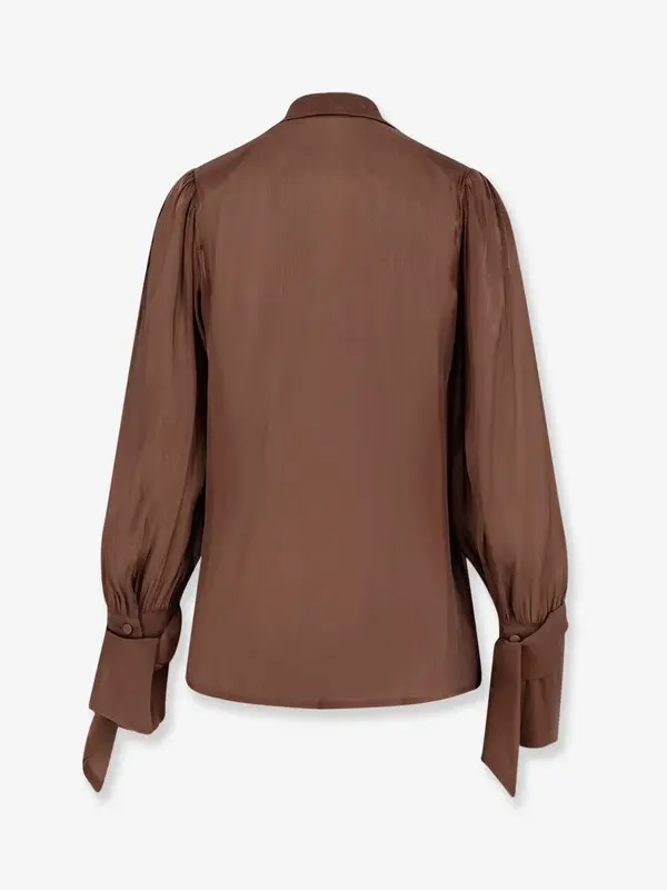 ACTUALEE Satin Shirt With Padded Shoulders