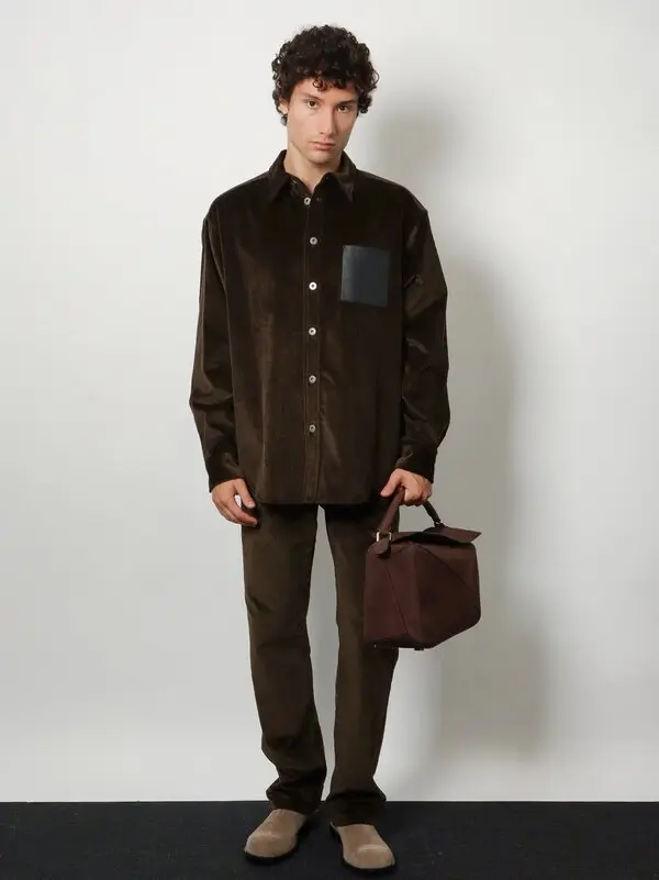 Loewe Corduroy Shirt With Leather Pocket