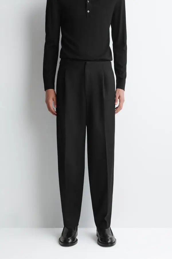 Cos Wool Regular-fit Barrel-leg Tuxedo Pants