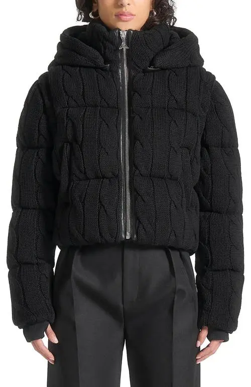 Manière De Voir Kristina 2-in-1 Cable Knit Puffer Jacket/gilet