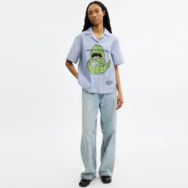 COACH OUTLET Brain Dead Darby Dino Short Sleeve Button Up Shirt