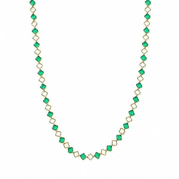 BECKET + QUILL Green Clover Chain Necklace