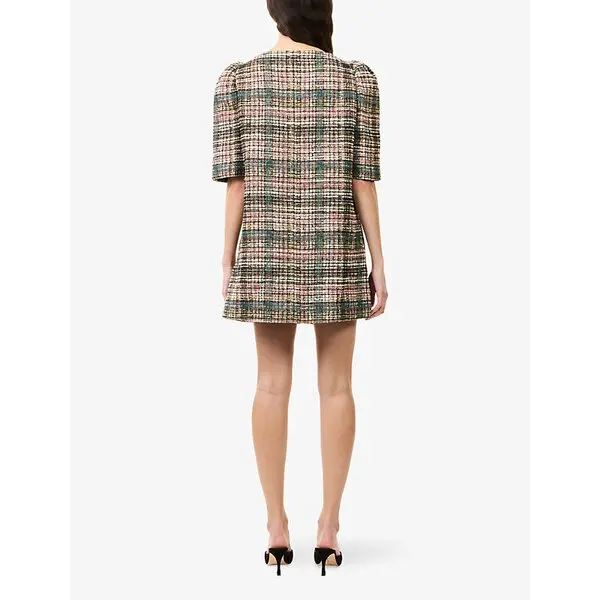 SHUSHU/TONG Contrast-collar Checked Woven Coat