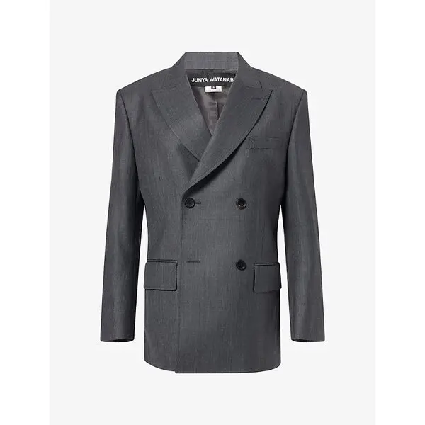 Junya Watanabe Double-breasted Peak-lapel Wool Blazer