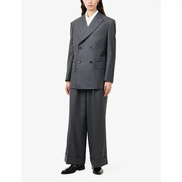 Junya Watanabe Double-breasted Peak-lapel Wool Blazer