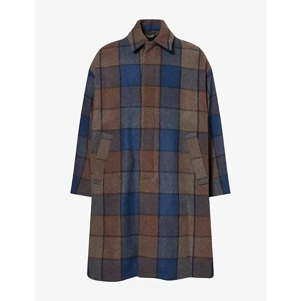 SONG FOR THE MUTE Coach Check Long Wool Coat