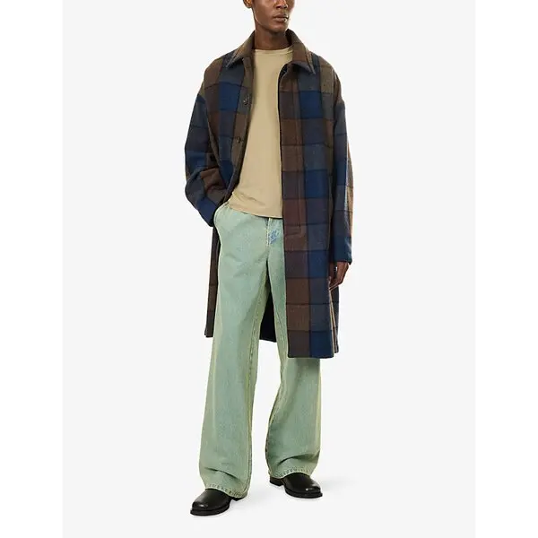 SONG FOR THE MUTE Coach Check Long Wool Coat