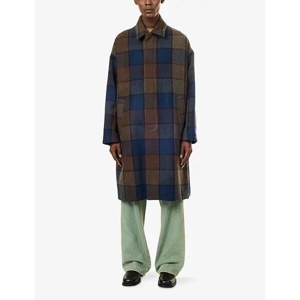SONG FOR THE MUTE Coach Check Long Wool Coat