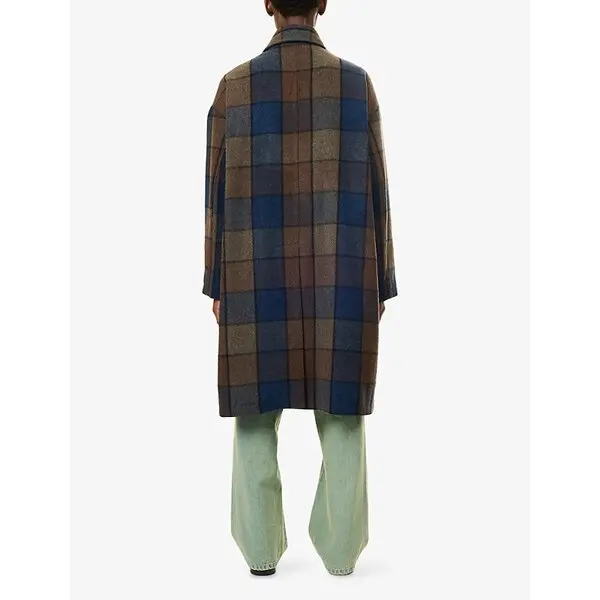 SONG FOR THE MUTE Coach Check Long Wool Coat