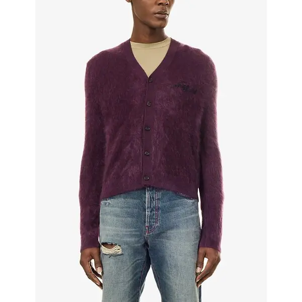 Acne Studios Klasher Logo-embroidery Cashmere Cardigan