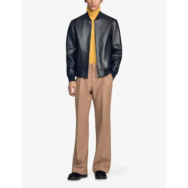 Sandro Zipped Regular-fit Leather Bomber Jacket