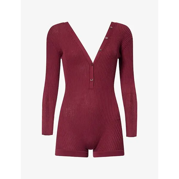 MUGLER Long-sleeve Knitted Cotton Bodysuit