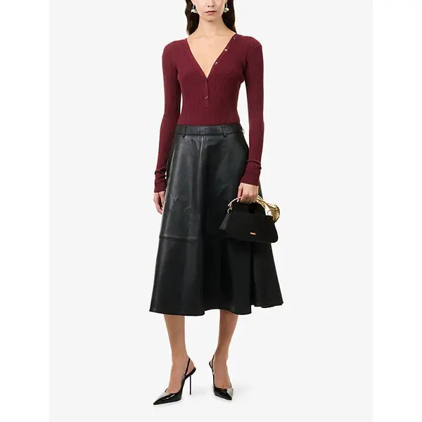 MUGLER Long-sleeve Knitted Cotton Bodysuit