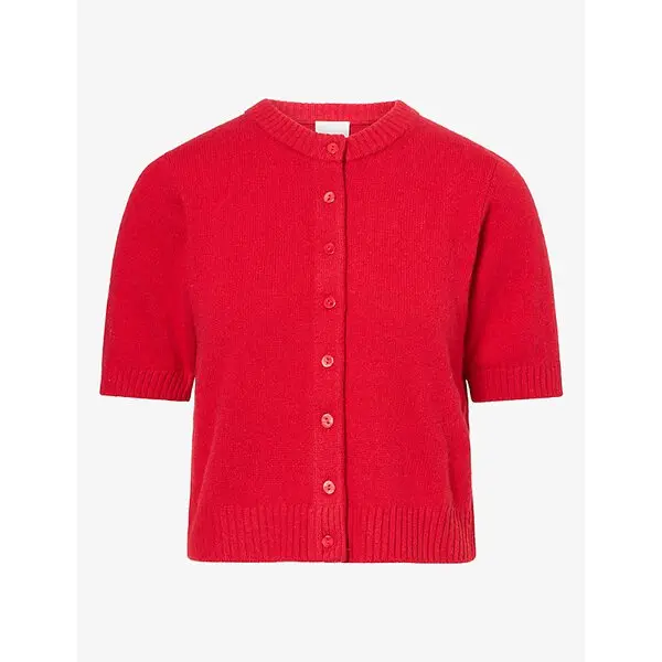 REFORMATION Maude Short-sleeve Cashmere Cardigan - Lipstick