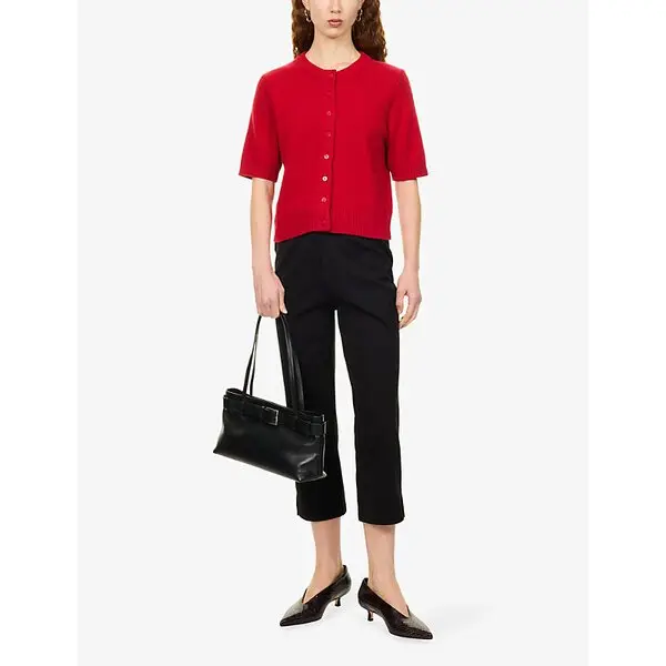 REFORMATION Maude Short-sleeve Cashmere Cardigan - Lipstick