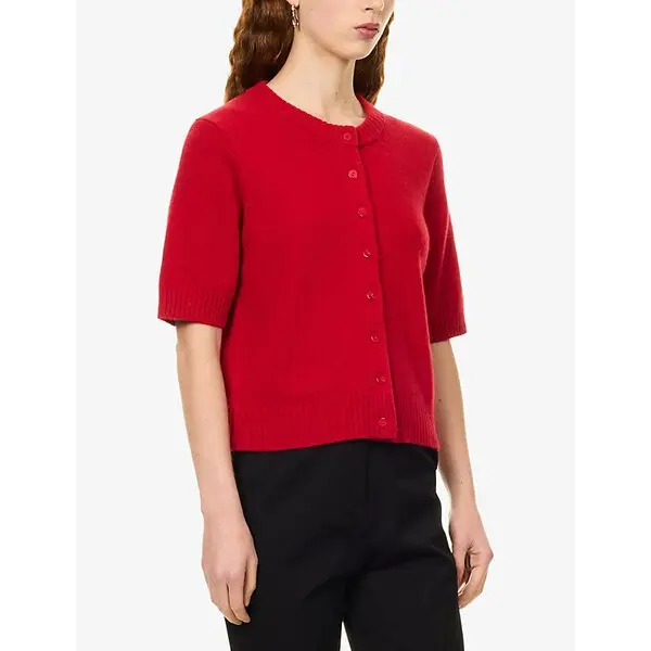 REFORMATION Maude Short-sleeve Cashmere Cardigan - Lipstick