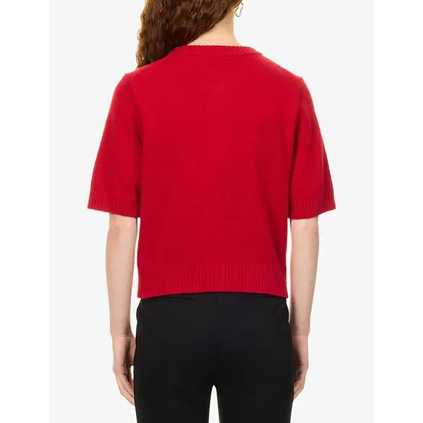 REFORMATION Maude Short-sleeve Cashmere Cardigan - Lipstick