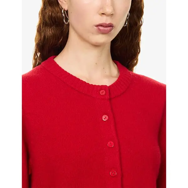 REFORMATION Maude Short-sleeve Cashmere Cardigan - Lipstick