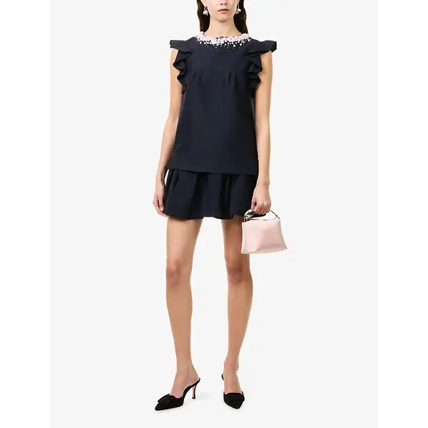 SHUSHU/TONG Gathered Pleated Wool Mini Skirt