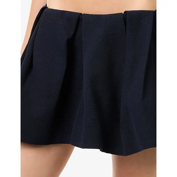 SHUSHU/TONG Gathered Pleated Wool Mini Skirt