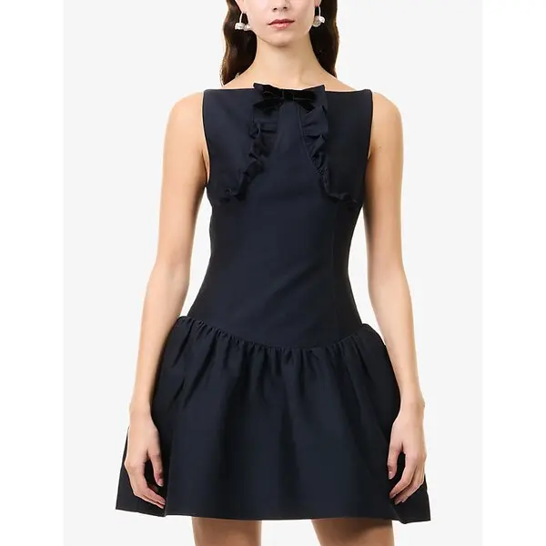 SHUSHU/TONG Ruffle-trim Wool-blend Mini Dress