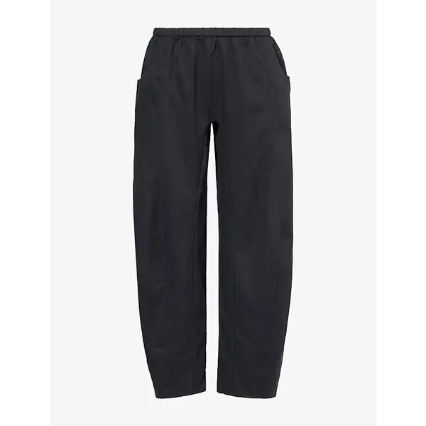 PEACHY DEN Courtney Barrel-leg Cotton-blend Trousers - Onyx