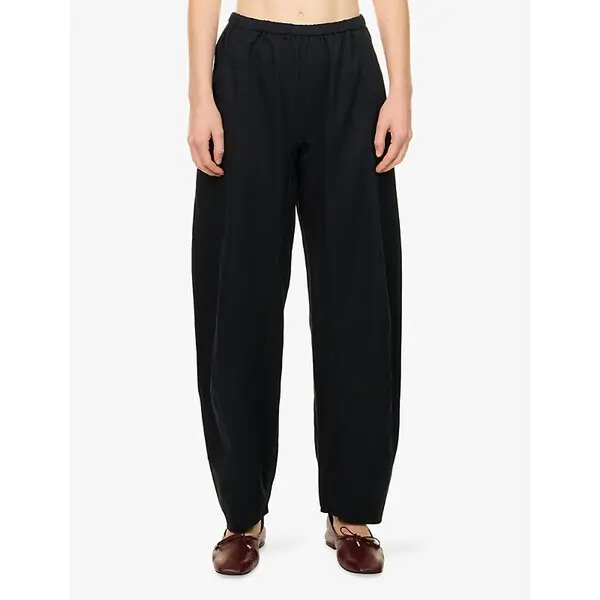 PEACHY DEN Courtney Barrel-leg Cotton-blend Trousers