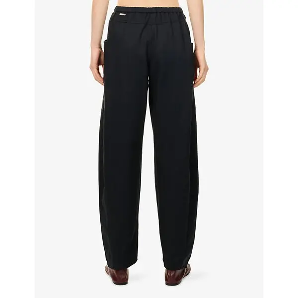 PEACHY DEN Courtney Barrel-leg Cotton-blend Trousers