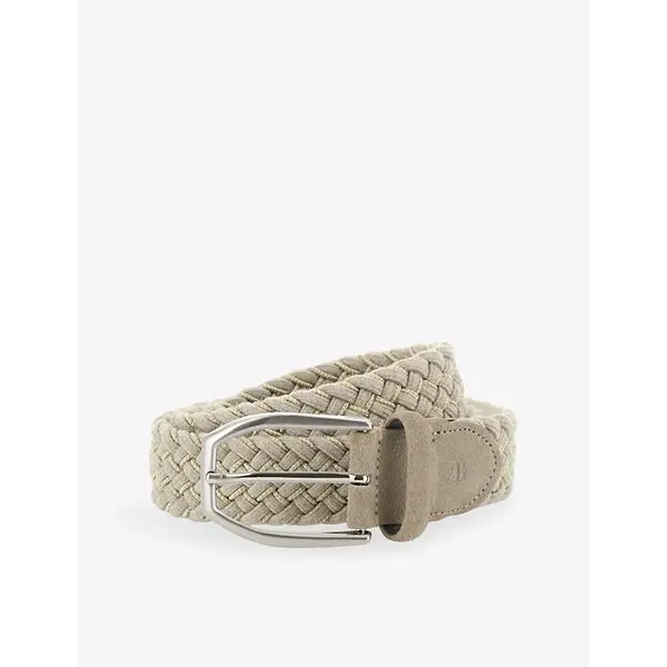 Boggi Milano Suede-trim Woven Wool-blend Belt