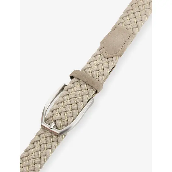 Boggi Milano Suede-trim Woven Wool-blend Belt