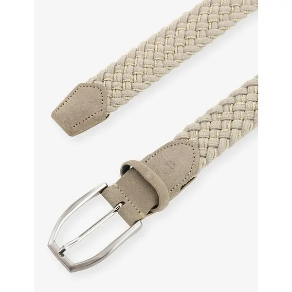 Boggi Milano Suede-trim Woven Wool-blend Belt