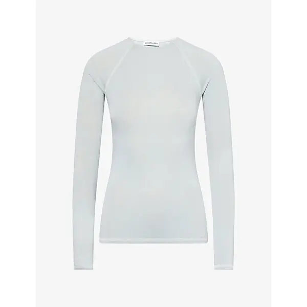 PEACHY DEN Susie Long-sleeve Stretch-woven Top