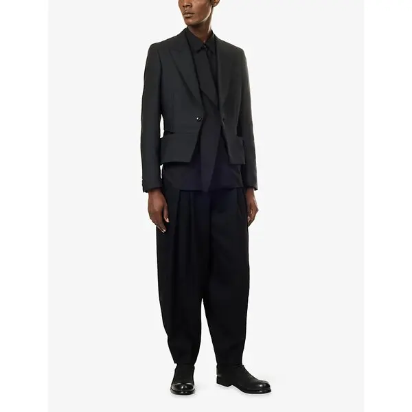 Comme Des Garçons Cropped Split-side Woven Blazer