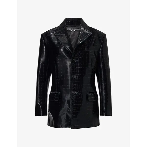 Junya Watanabe Embossed Notch-lapel Faux-leather Blazer