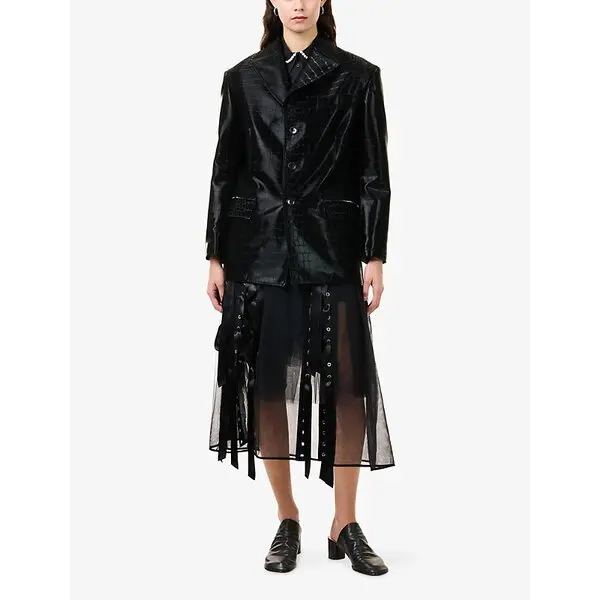 Junya Watanabe Embossed Notch-lapel Faux-leather Blazer