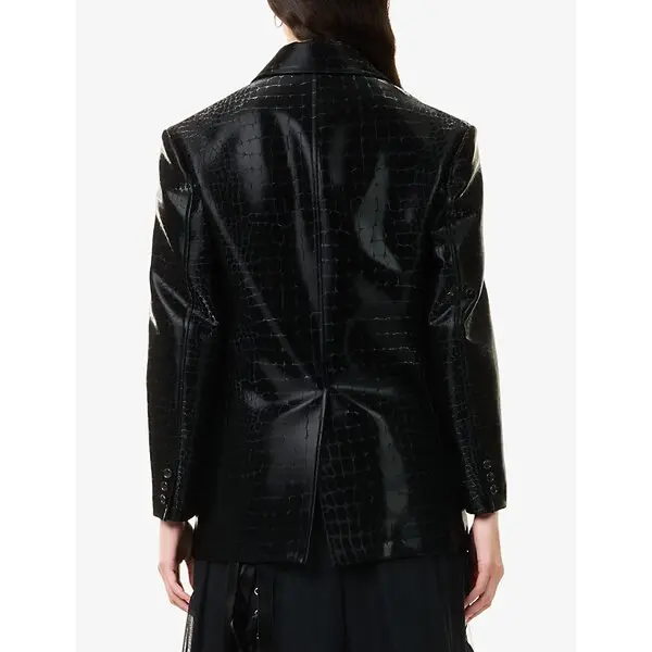 Junya Watanabe Embossed Notch-lapel Faux-leather Blazer