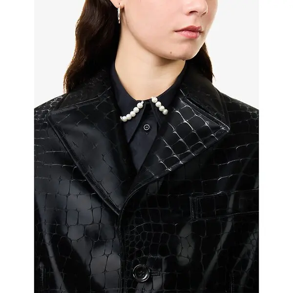 Junya Watanabe Embossed Notch-lapel Faux-leather Blazer