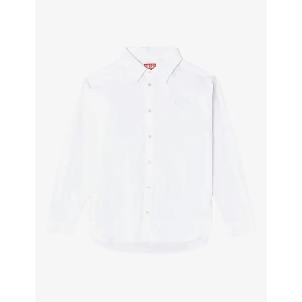 DIESEL® Embroidered-logo Stretch-cotton Poplin Shirt