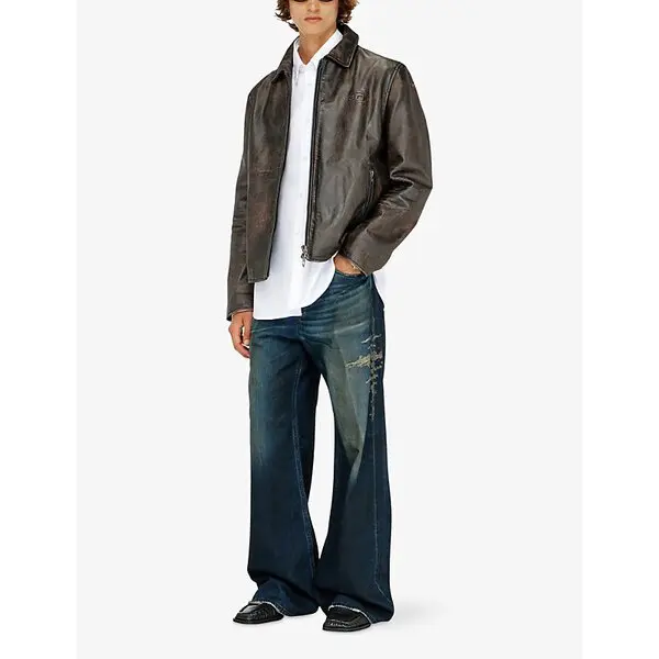 DIESEL® Embroidered-logo Stretch-cotton Poplin Shirt